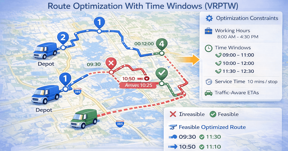 Route Optimization With Time Windows (VRPTW Guide + Examples) | TrackRoad